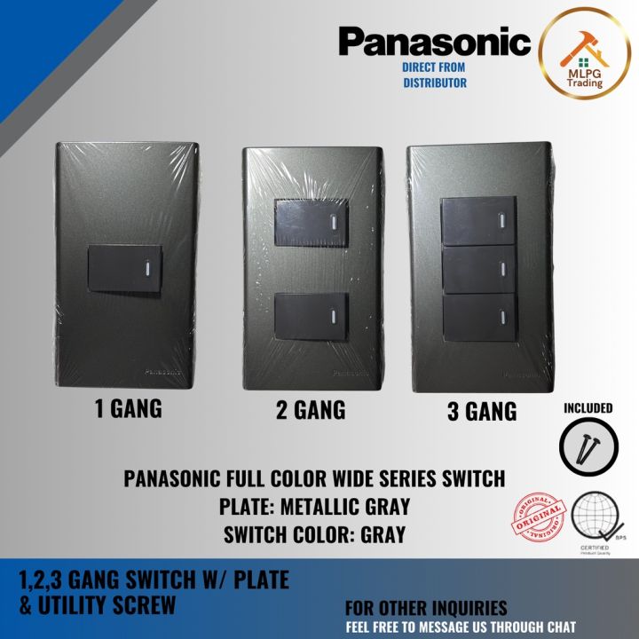 Panasonic Full Color Wide Series Switch (Metallic Gray) (1,2,3 Gang Set) | Lazada PH