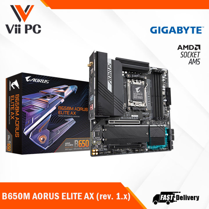 GIGABYTE B650M AORUS ELITE AX (รอบ. 1 .X) เมนบอร์ด MATX,Wi-Fi 6E, 2 X M.2, AM5,เมนบอร์ด B650 ...