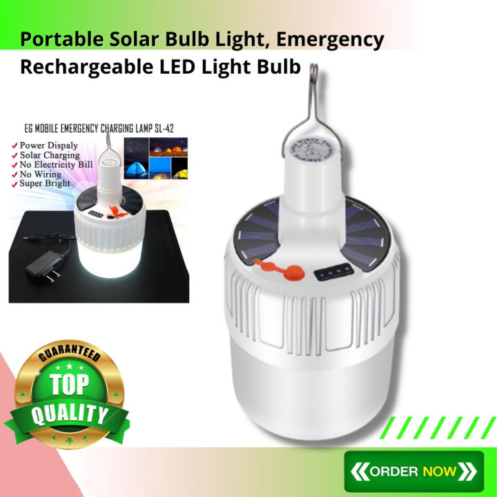 LED Solar Charging Bulb Light Rechargeable Outdoor Waterproof Solar ...