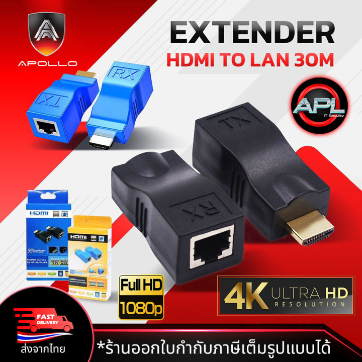 HDMI Extender ตัวแปลงสัญญาณ HDMI to LAN 30 M. รองรับ 4K 2K 1080 P ใช้ ...