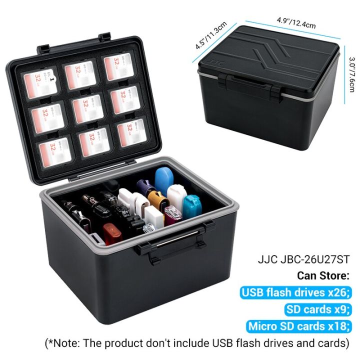 JJC USB Flash Drive Hard Case Holder Sd/micro Sd/tf Card Box กันน้ำ USB ...