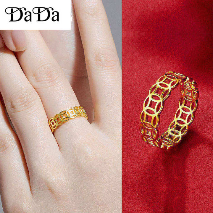 cincin emas 916 gold ring copper coin ring five emperors open money ...