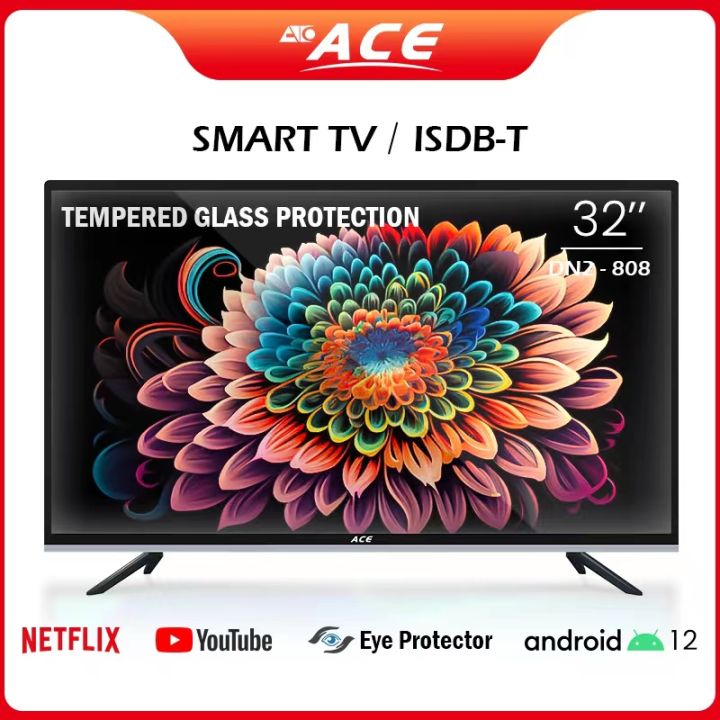 ACE 32" UHD Smart Google TV DN2 Glass(Android 12, Netflix, Youtube, Chromecast, ISDB) | Lazada PH