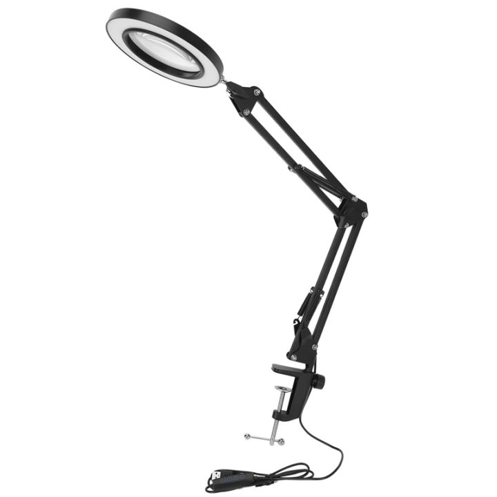 LED Magnifying Lamp with Clamp, 10 Levels Dimmable, 3 Color Modes, 5 ...
