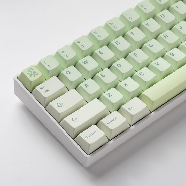 【Keycap Only】Ginkgo keycaps Minimalist Green key cap 143 Keys Cherry ...