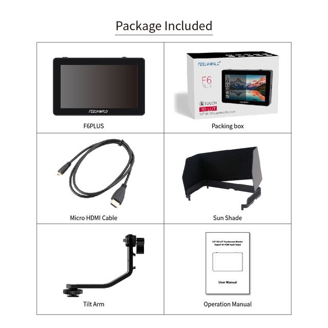 FEELWORLD F6 PLUS V2 6inch on Camera DSLR Field Monitor 3D LUT Touch ...