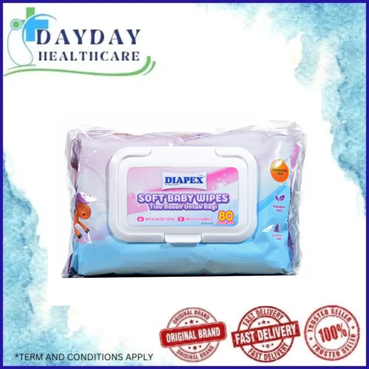 Diapex Soft Baby Wipes Wet Tissue (Fragrance Free)2x80's | Lazada
