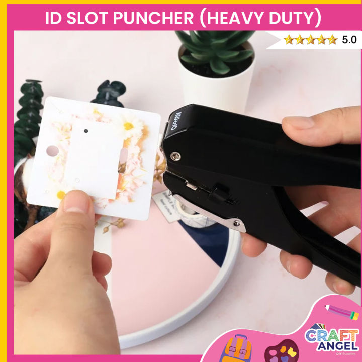 Heavy-Duty ID Slot Puncher – 5mm Round & 13x3mm Oblong Hole Punch for ...