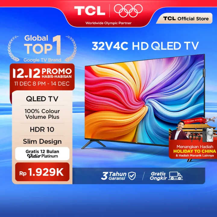 TCL HD QLED Google TV 32 inch V4C - HDR 10 - Dolby Audio - Google Play ...