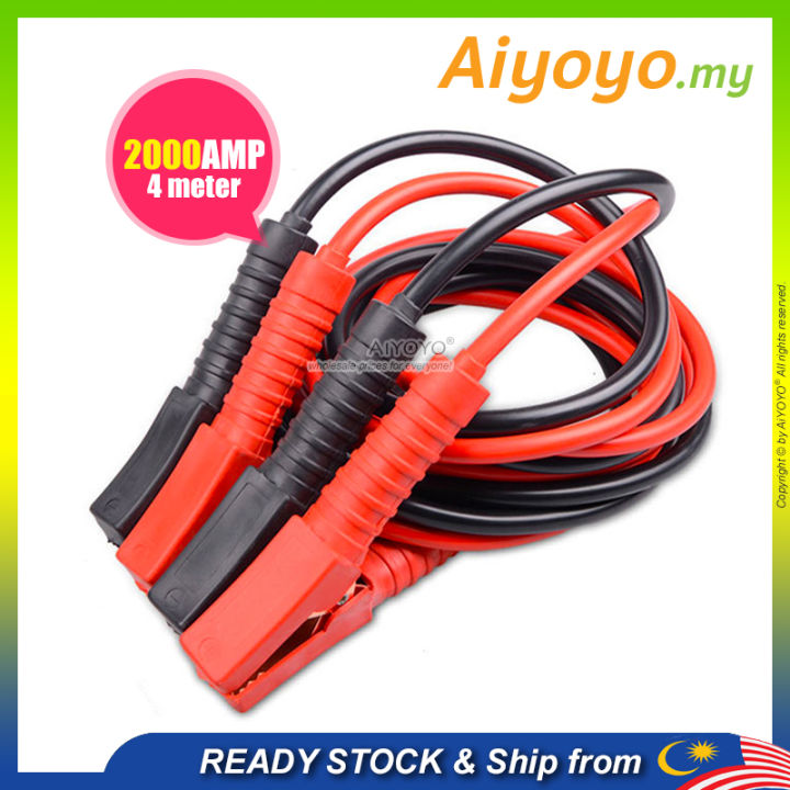 2000Amp 4m Car Battery Jump Start Cable Jumper Cable Booster Cable ...