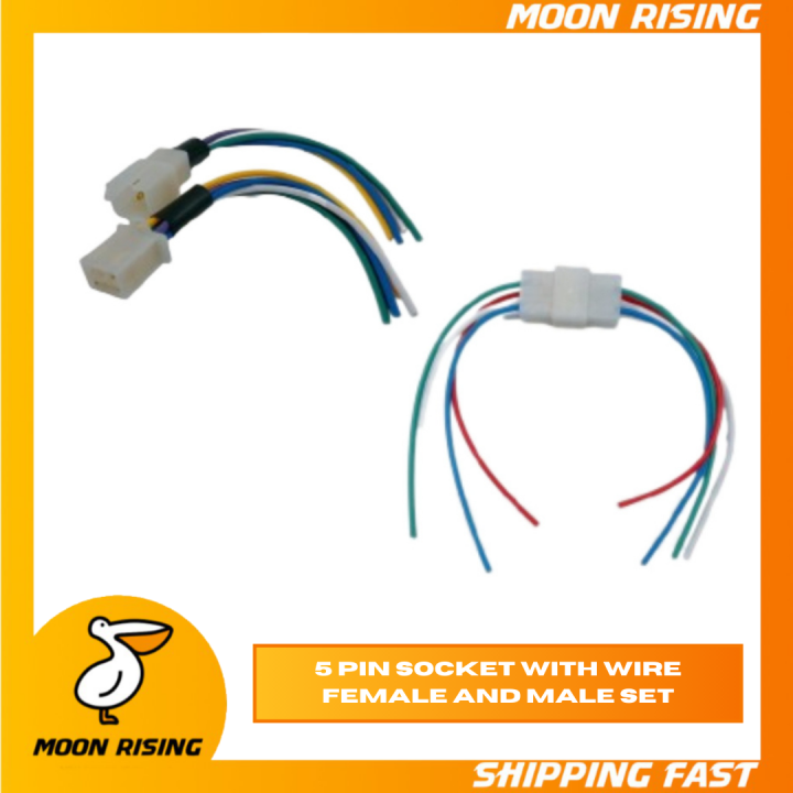 MOTORCYCLE PARTS 5 PIN SOCKET WITH WIRE FEMALE AND MALE SET | Lazada PH