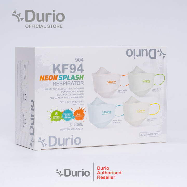 Durio 904 KF94 5Ply Respirator Face Mask (Neon Splash) - 40pcs | Lazada