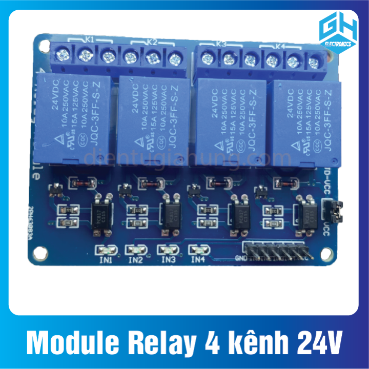 Module Relay 4 kênh 24V chịu được hiệu điện thế lên đến 250VAC 10A ...