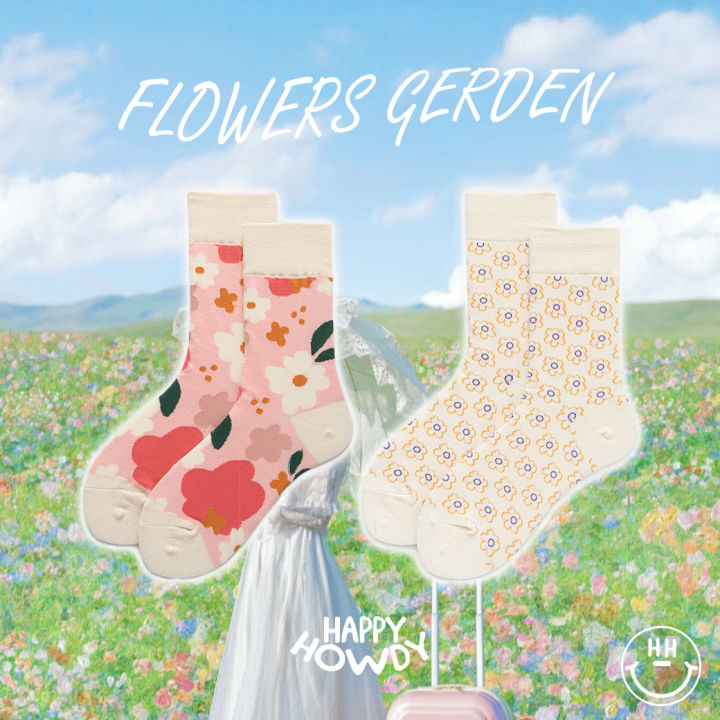 Happy Howdy ถุงเท้าข้อยาว รุ่น Flower Garden ถุงเท้า ถุงเท้าผู้หญิง ถุง ...