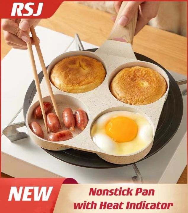 New 4 Hole Nonstick Frying Pan Egg Pan with Heat Indicator Egg Pan ...
