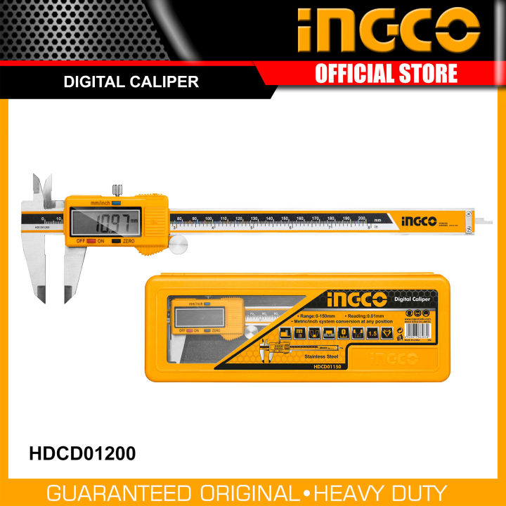 Ingco HDCD01200 LCD Stainless Steel Digital Caliper 0-200mm Metric/Inch ...