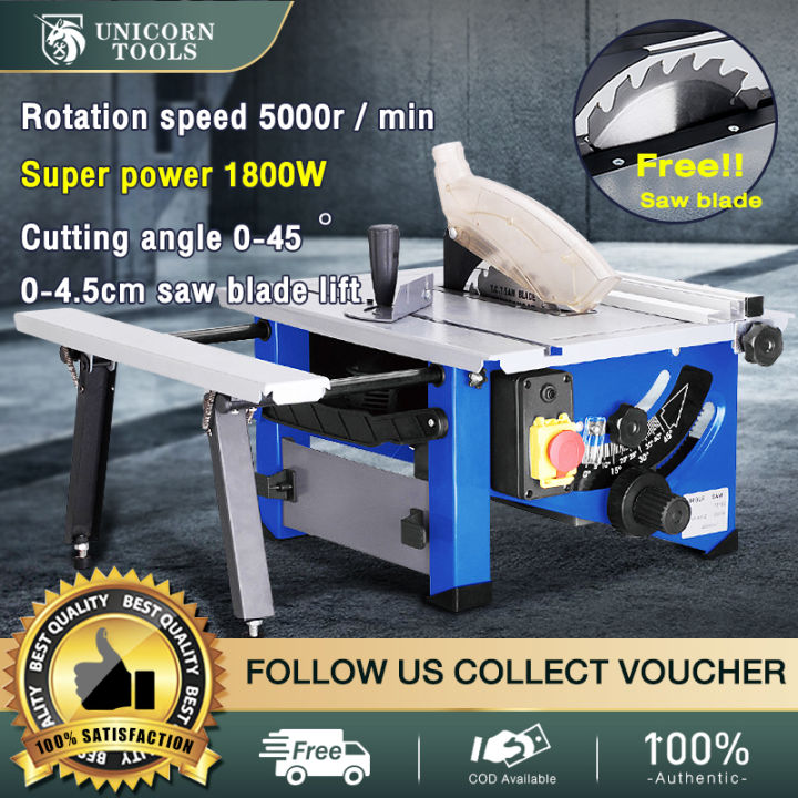 【2023 NEW UPGRATED 】1800W Professional Table Saw machine for wood 8 ...