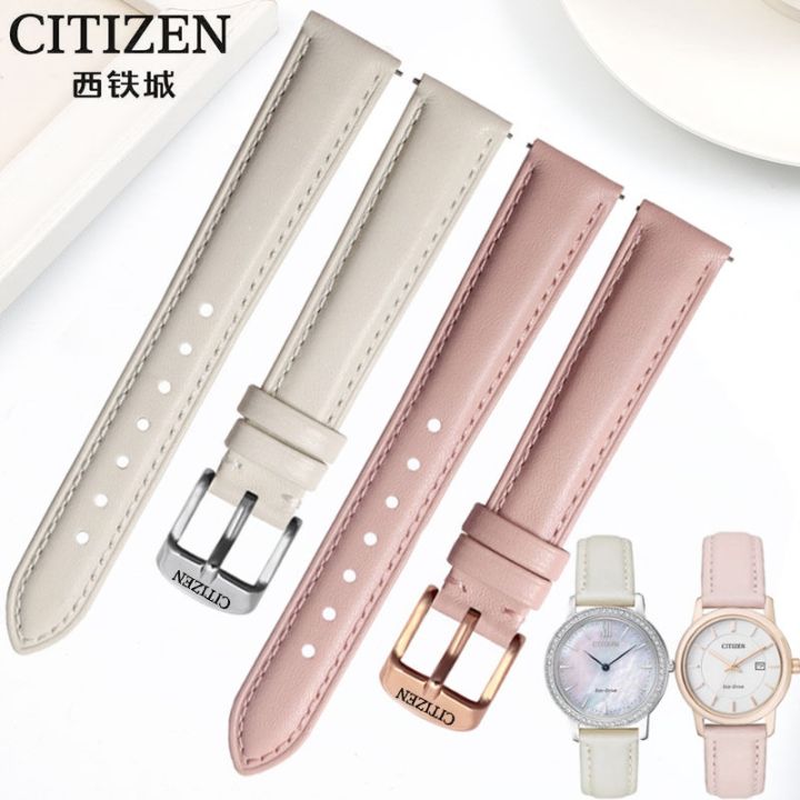 Citizen watch strap ladies leather original light kinetic energy pink ...