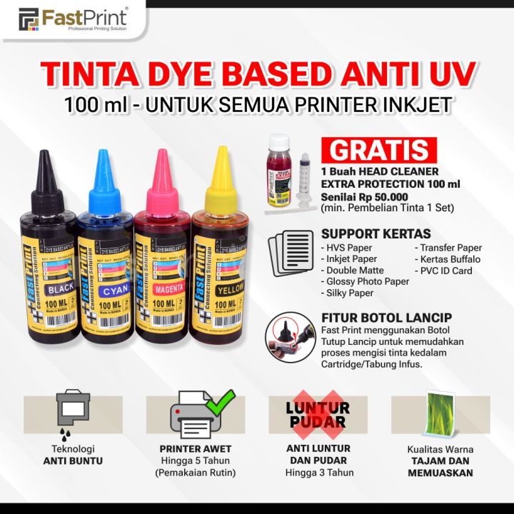Tinta Universal Dye Based Anti UV 100 ML | Lazada Indonesia