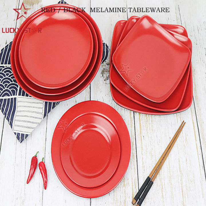 Red Black Melamine Plate Bowl Saucers Melamine Tableware Plato LUCKY ...