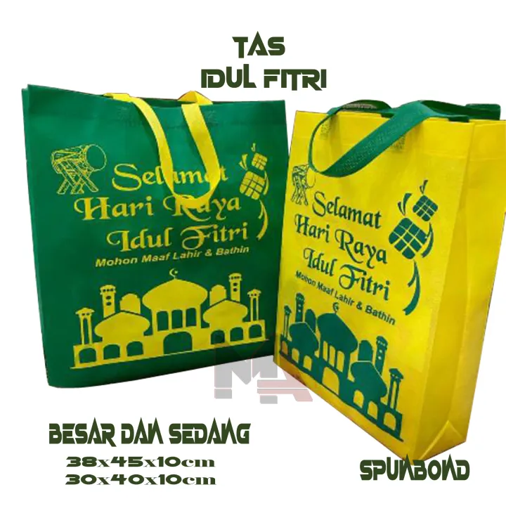 (Isi 3pcs 6pcs dan 12pcs) Tas Idul Fitri Parcel Lebaran Goodiebag Spundbund / Tas Lebaran ...