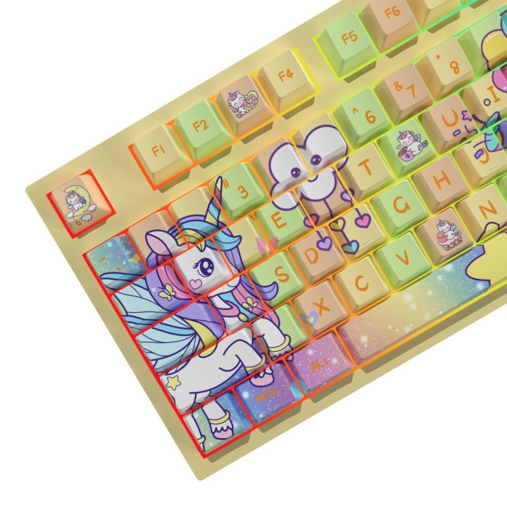 Key Cap Good-looking Sunshine Rainbow White Pony Original Five-Sided ...