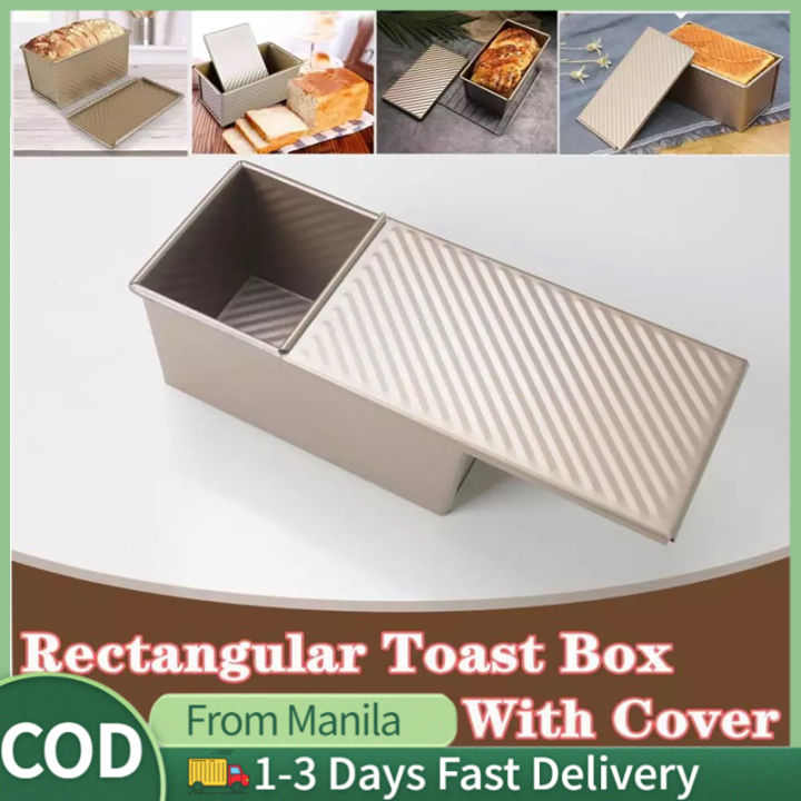 Rectangular Loaf Pan Carbon Steel Non-stick Bellows with Cover Toast ...