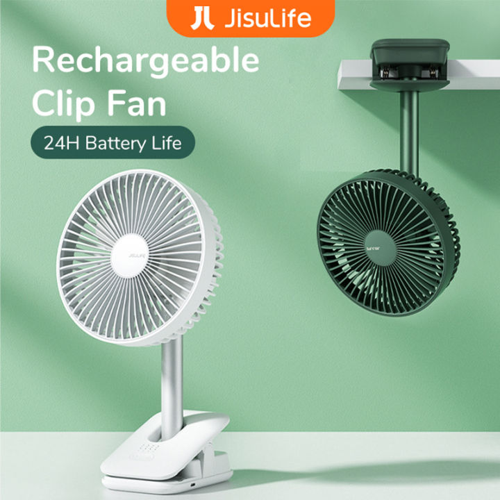 JISULIFE Desk Fan 8000 mAh Battery USB Rechargeable Portable Clip-on ...
