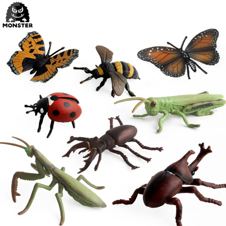 MONSTER 8PCS Insect Model Animals PVC Miniature Collection Educational ...