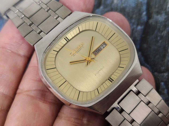 นาฬิกา Vitnage Citizen 4-653629 Automatic Day/Date TV Gold Dial Men Watch 61-9531 | Lazada.co.th