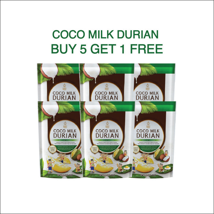SIAM'S ROYAL Coco Milk Durian ทุเรียนเคลือบกะทิ 70g x 5 ถุง + ฟรี Coco Milk Durian 70g 1 ถุง ...
