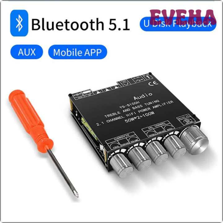 EVEHA YS-S100H HIFI Bluetooth Amplifier TPA3116 2.1ch 50W*2+100W Subwoofer AUX U Disk USB Sound ...