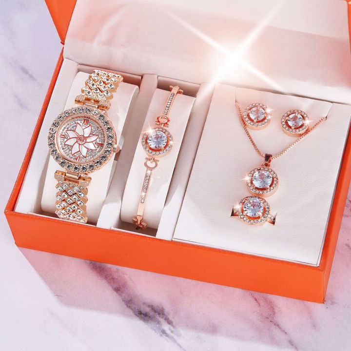 2PCS Women Quartz Watch Set Ladies Stainless Steel Little Dial Watches ...