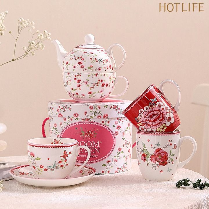 French Style Afternoon Tea Set Ceramic Mug Coffee Cup & Saucer Set Gift ...