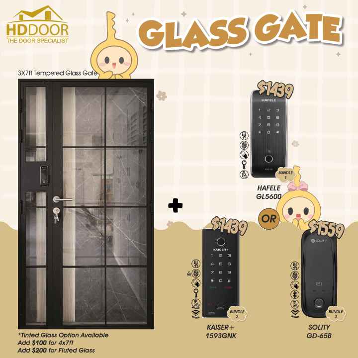 Tempered Glass Gate | Glass Gate with Digital Lock Promotion | Lazada ...
