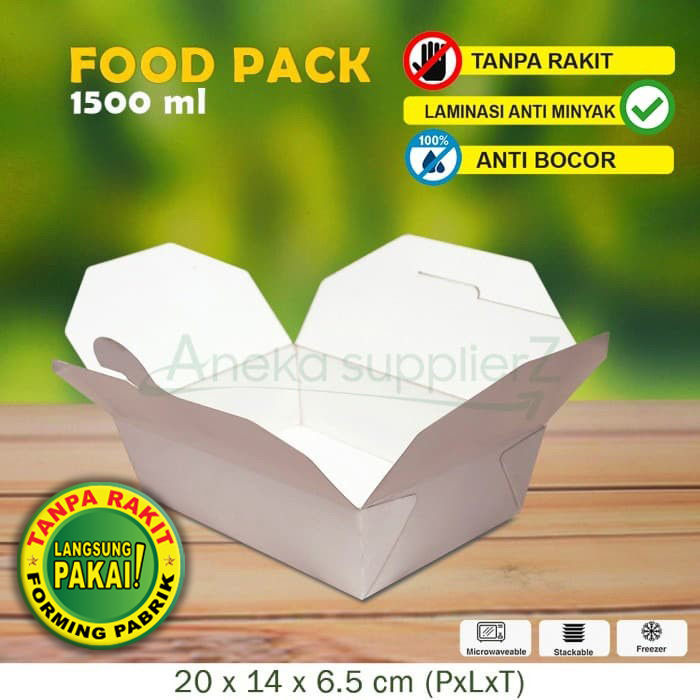 Food Pak Food pack - Box Pail | PUTIH 1500 ml (50 pcs) | Lazada Indonesia