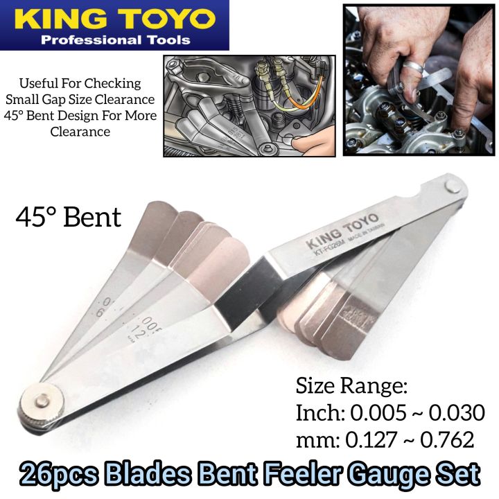 King Toyo 26Pcs Blades Bent Feeler Gauge Set(MM & Inch Size) For ...