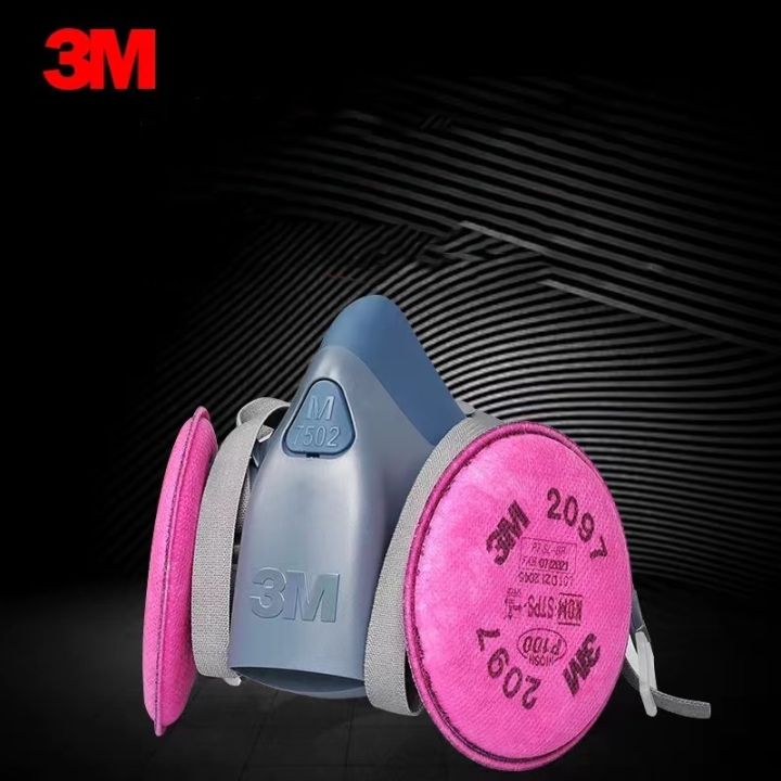 3M 7502+2097 หน้ากากป้องกันฝุ่นละออง ฟูม โลหะ งานเชื่อม บัดกร ตัวกรอง P100 มาตรฐาน ซิลิโคนกัน ...
