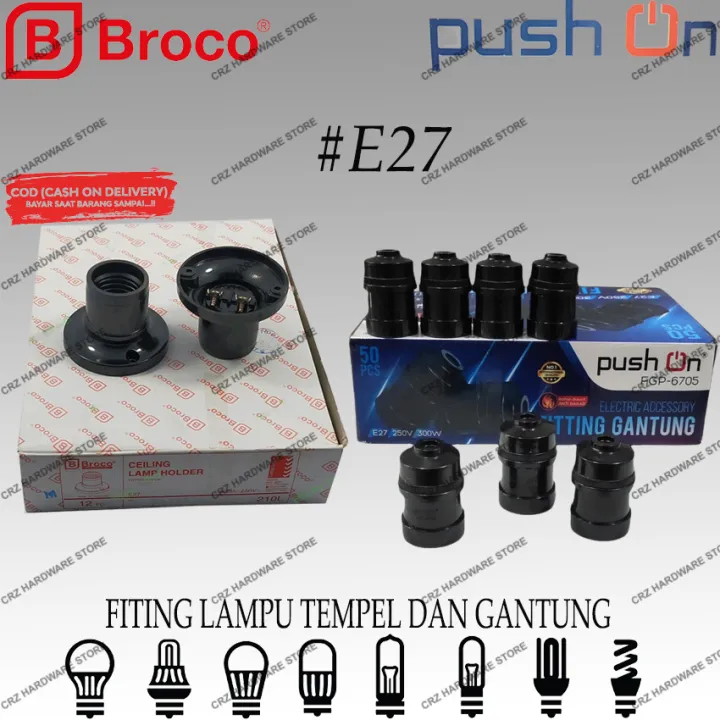 Fiting Fitting Lampu Tempel Dan Gantung Plafon Hitam Standard SNI ...