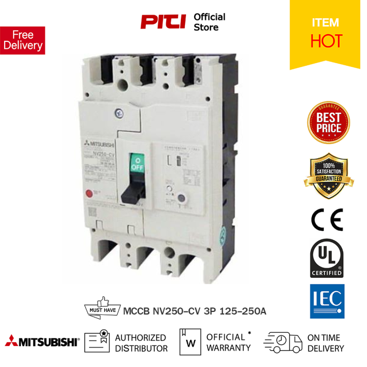 MITSUBISHI NV250 CV 3P เซอร์กิตเบรคเกอร์กันดูด ป้องกันไฟรั่ว (ELCB ) 100.200.500 mA | Lazada.co.th