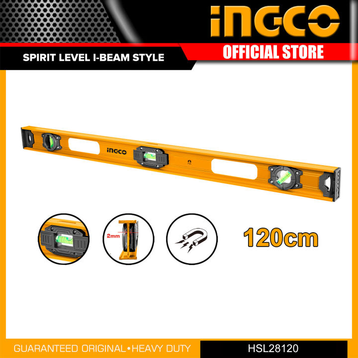 INGCO Spirit Level Leveling Tool 120CM I-Beam Style with 2.0mm ...