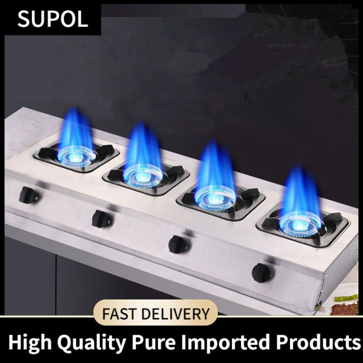 SUPOL 4 Burner Gas Stove Honeycomb Gas Stove Commercial 4 Burner Gas ...