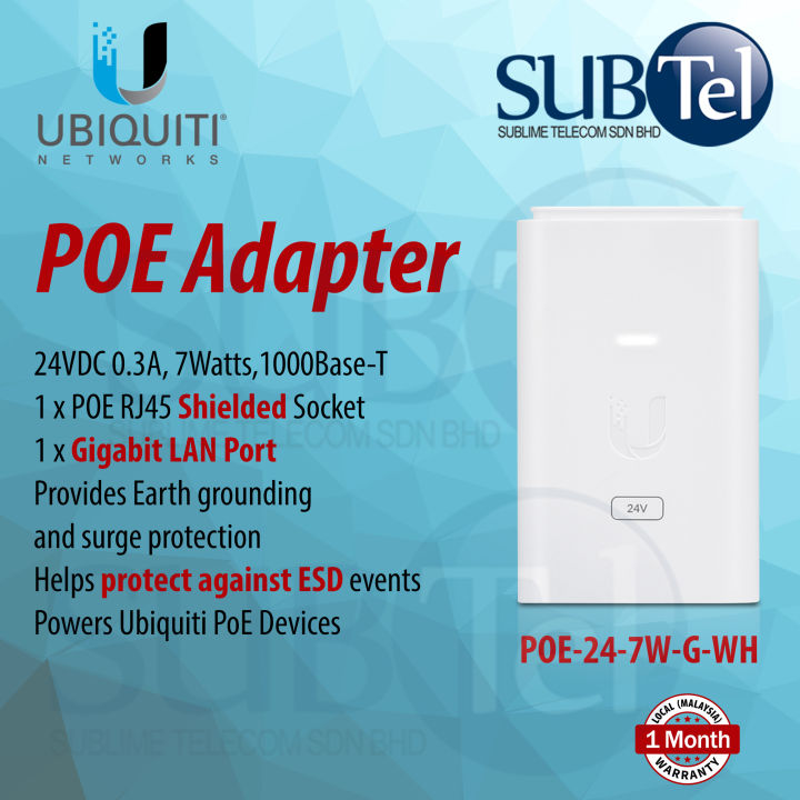 Ubiquiti POE-24-7W-G-WH Networks Gigabit Power over Ethernet POE ...