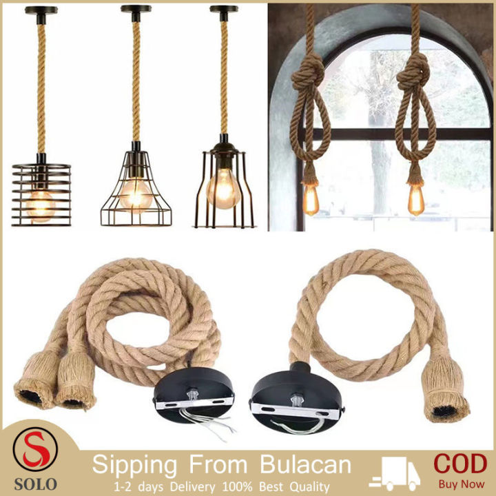 SOLO LED Vintage Hemp Rope Pendant Lamp Rope Light Chandelier/bar ...