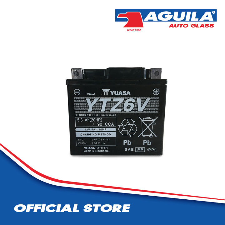 Yuasa Motorcycle Battery YTZ6V for Honda Click 125/150, Nmax V2, Raider ...