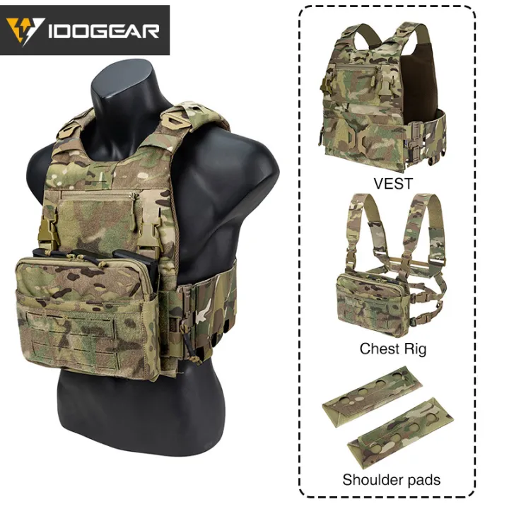 IDOGEAR Tactical Vest Set with Chest Rig Modular Lightweight ferro ...