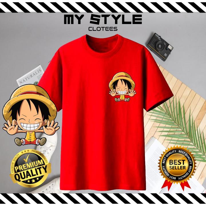 **READY-STOCK**ONE PIECE LUFFY Cartoon-Printed-Graphic-Short-Sleeves-T ...