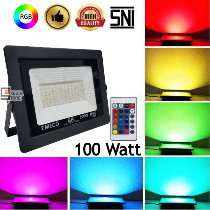 Lampu Sorot Emico SMD LED 10 watt 20 watt 30 watt 50 watt 100 watt RGB ...