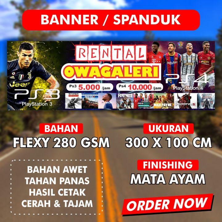 Spanduk Rental PS Spanduk Gaming - ukuran 3x1 meter | Lazada Indonesia