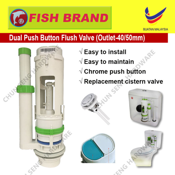 Fish Brand DUAL Push Button Flush Valve Flushing Cistern 40 / 50mm | Lazada
